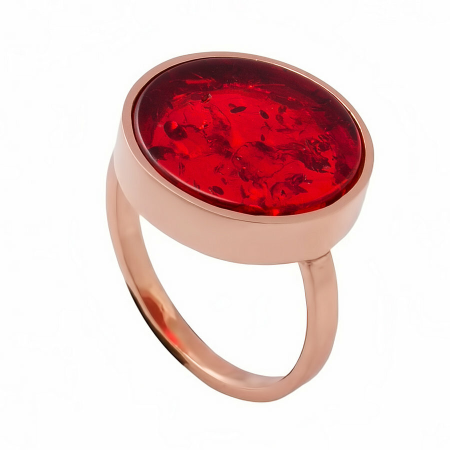 Кольцо Amberprofi, серебро, 925 проба, родирование, янтарь