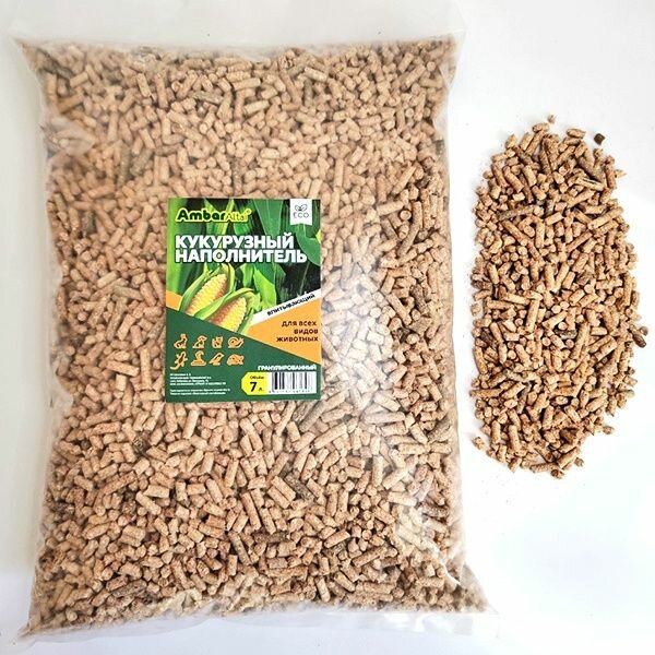 Кукурузный наполнитель AMBAR гранулированный для грызунов, 7 л