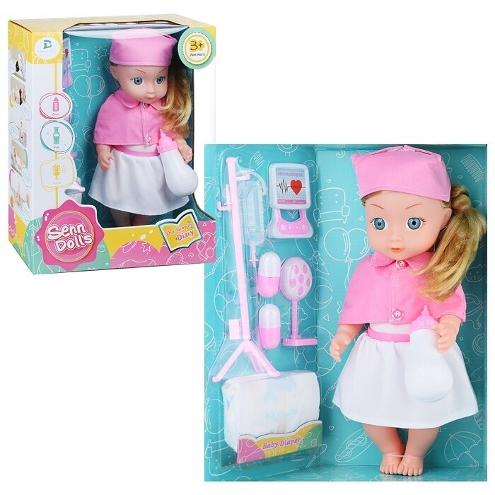 Кукла Oubaoloon 35 см, бутылочка, памперс, капельницей, монитором, с аксессуарами, в коробке (SNB189N)