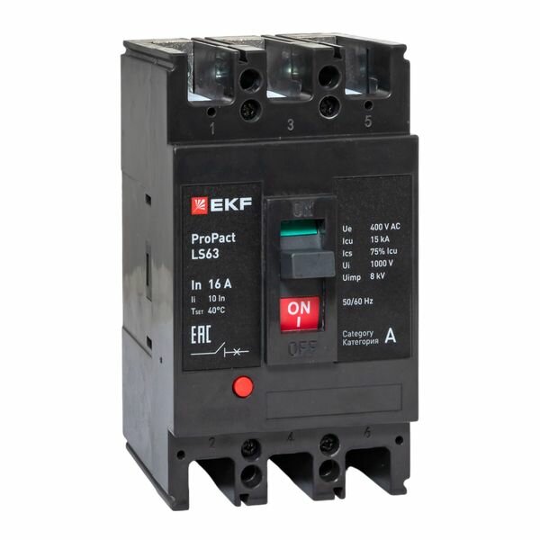 Выключатель автоматический 3п 16А 15кА LS63 ProPact EKF mccb-63-15-3-16-ls