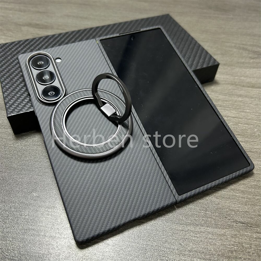 Чехол Real Carbon Samsung galaxy z fold6 Ультратонкий чехол из углеродного волокна для смартфона, С магнитным держателем