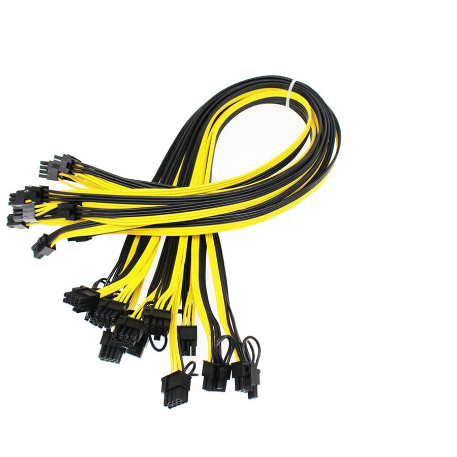 10шт 70 см Качественный 6pin-8Pin (6 + 2Pin) PCI-E Кабель для Майнинга 18AWG