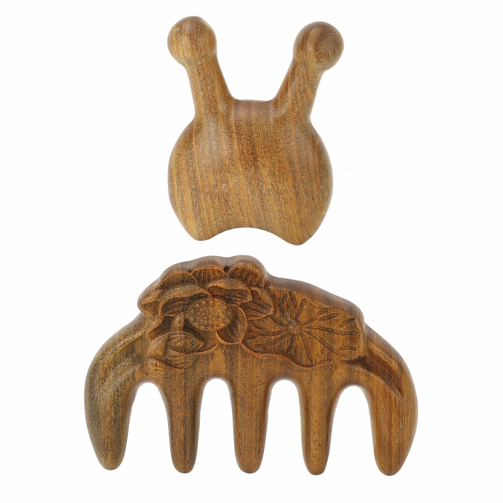 Деревянная массажная расческа для кожи головы и волос, Y-образный массажер с деревянным скребком для носа, многофункциональный инструмент для роста и расслабления волос