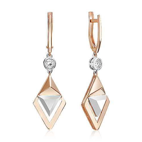 Серьги, золото, 585 проба, топаз
