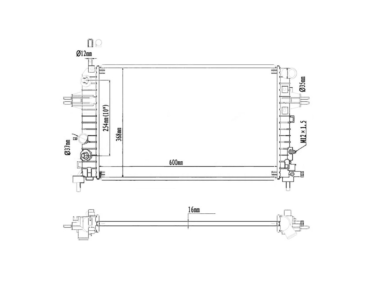 UNIO RAD-10027 (1300265 / 13145210) радиатор охлаждения двигателя Opel (Опель) Astra (Астра) h 04-, Zafira (Зафира)
