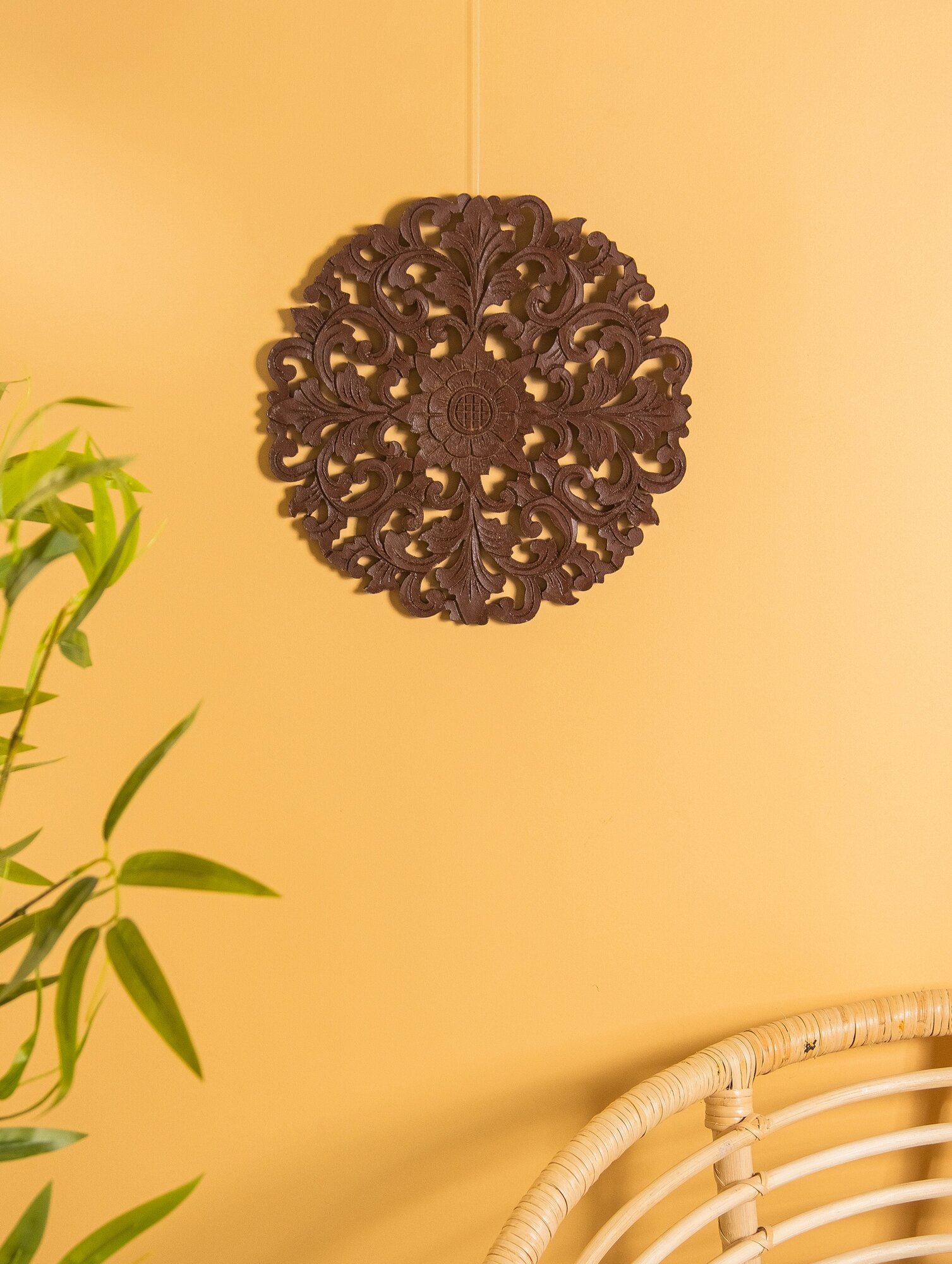 Панно «Цветочный орнамент», 30×30×1 см, коричневое