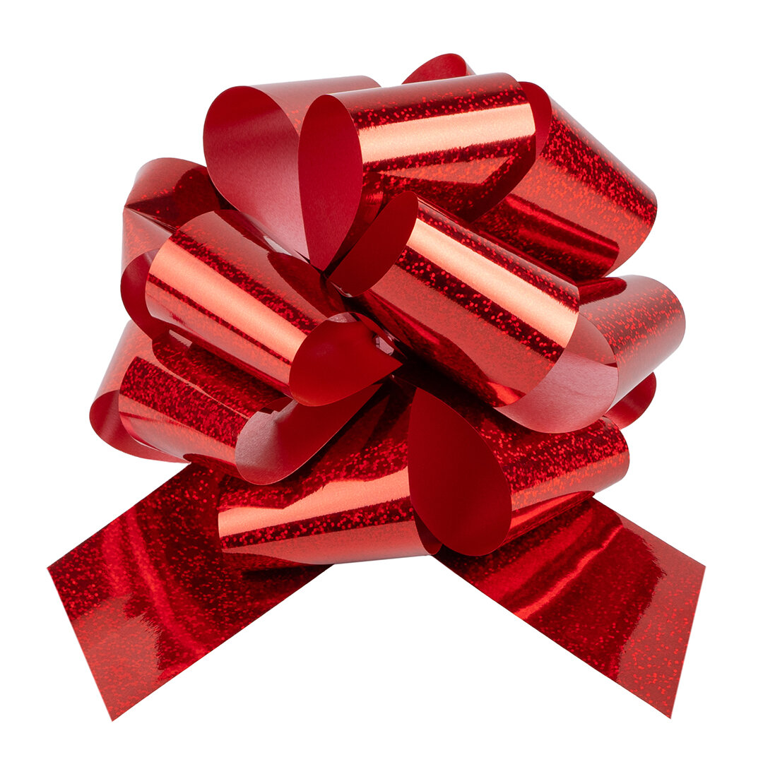 Бант декоративный Дон Баллон Шар красный, голография, 21 см