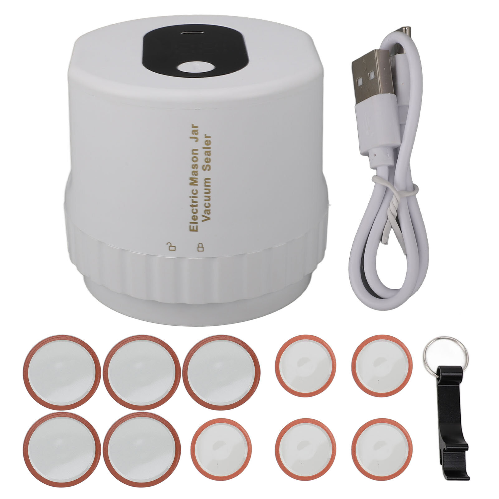 Электрический вакуумный упаковщик для банок Mason, перезаряжаемый автоматический беспроводной вакуумный упаковщик для банок для дома, белый