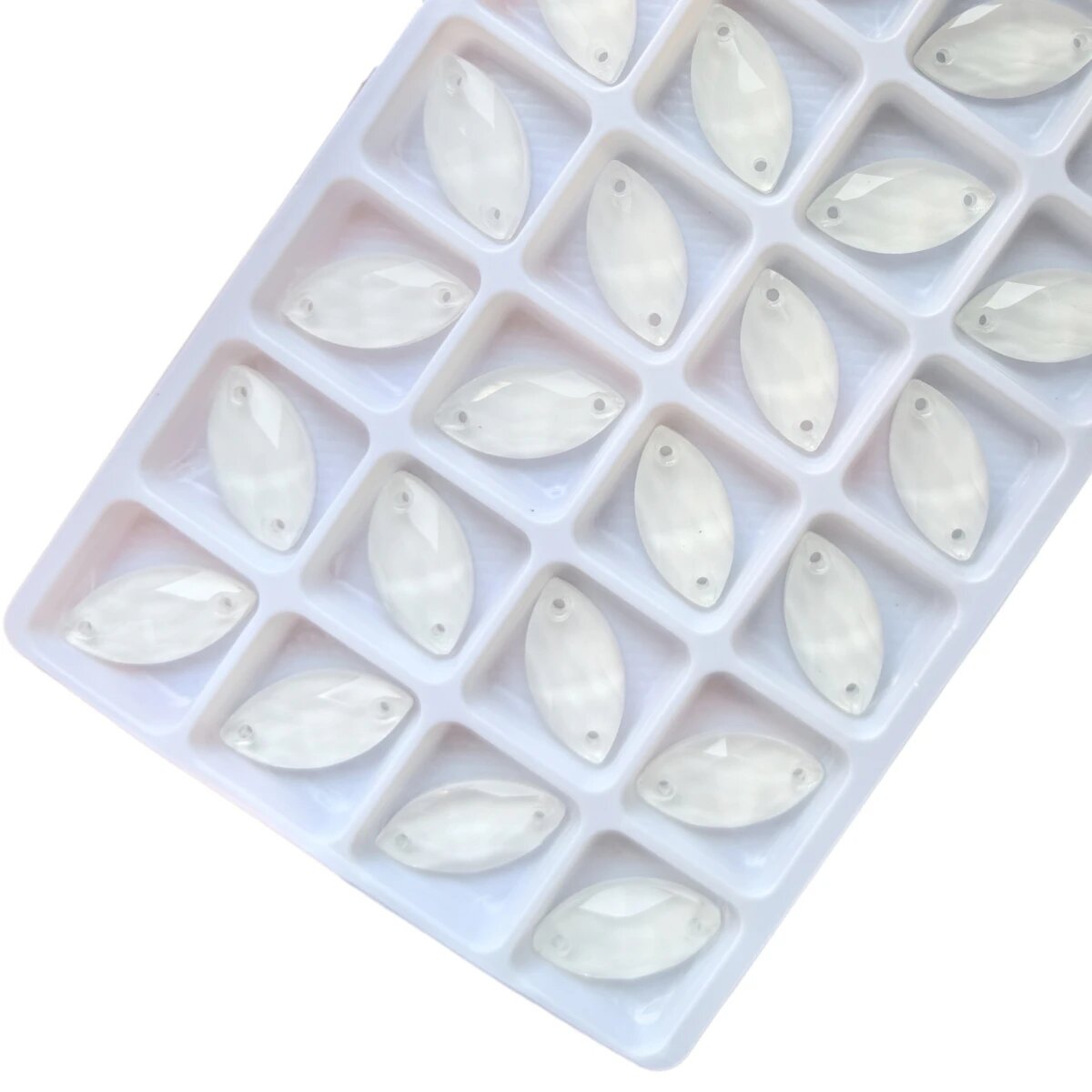 Флуоресцентные стразы «Конский глаз» для рукоделия Белый, 9x18mm 28pcs, 28 White Neon