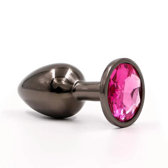 Темная анальная пробка «LaViba» с малиновым кристаллом, размер S