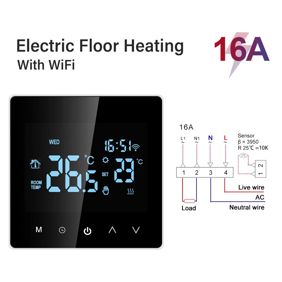 Умный термостат Tuya Smart Life для теплого пола