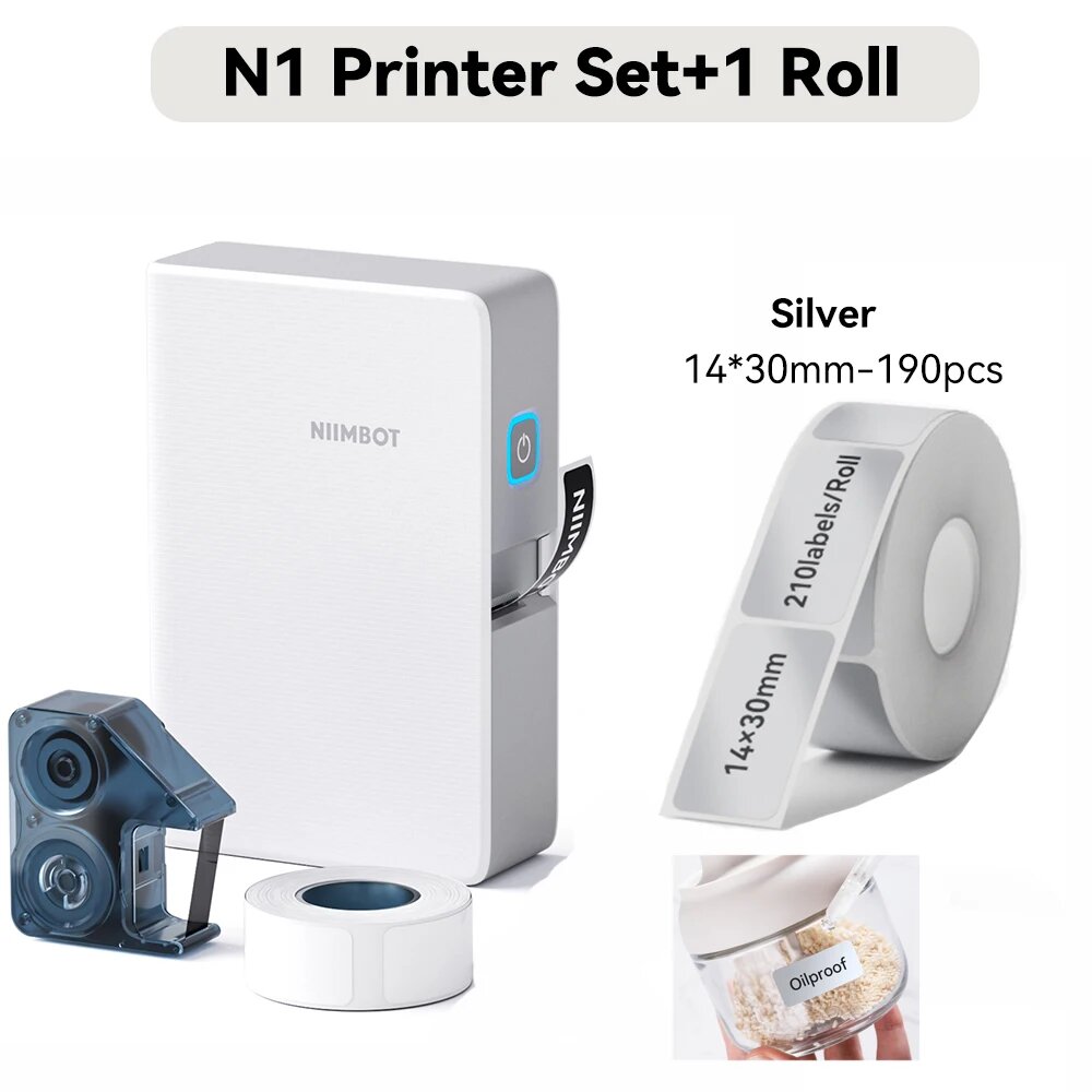 Niimbot N1 Белый Термотрансферный принтер этикеток N1-14x30-SilverA