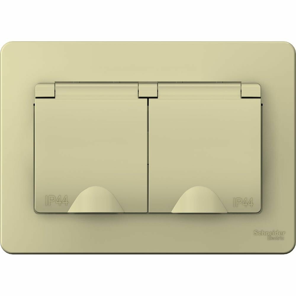 Розетка 2-м СП Blanca 16А IP44 250В с заземл. защ. шторки с крышкой беж. SE BLNRS441127