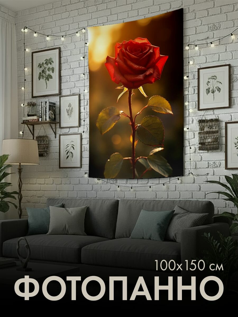 Панно тканевое PrintyFull / 100x150 см / красная роза