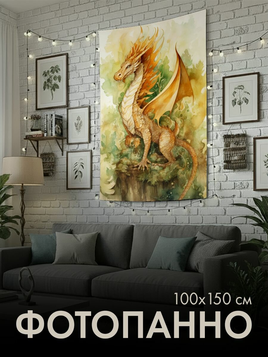 Панно тканевое PrintyFull / 100x150 см / дракон, дерево