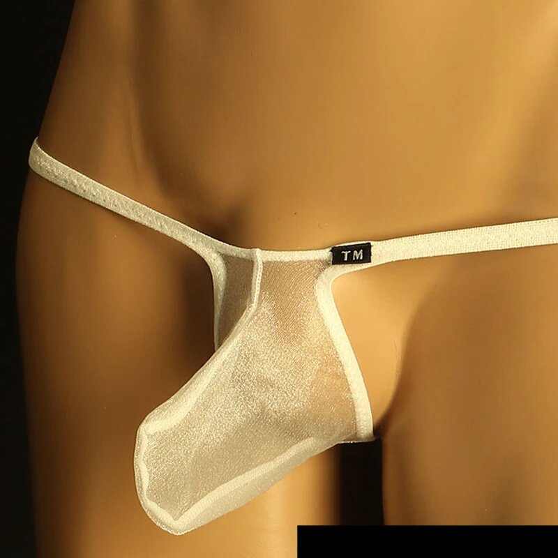 Мужские стринги из лайкры и нейлона М, Белый, белый