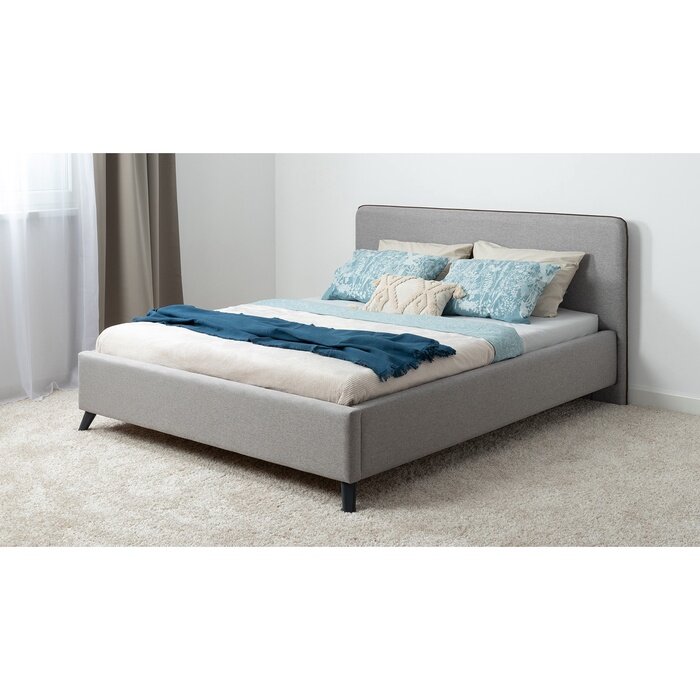 Кровать двуспальная «Миа», с подъёмным механизмом, спальное место 1600×2000 мм, рогожка, цвет серый