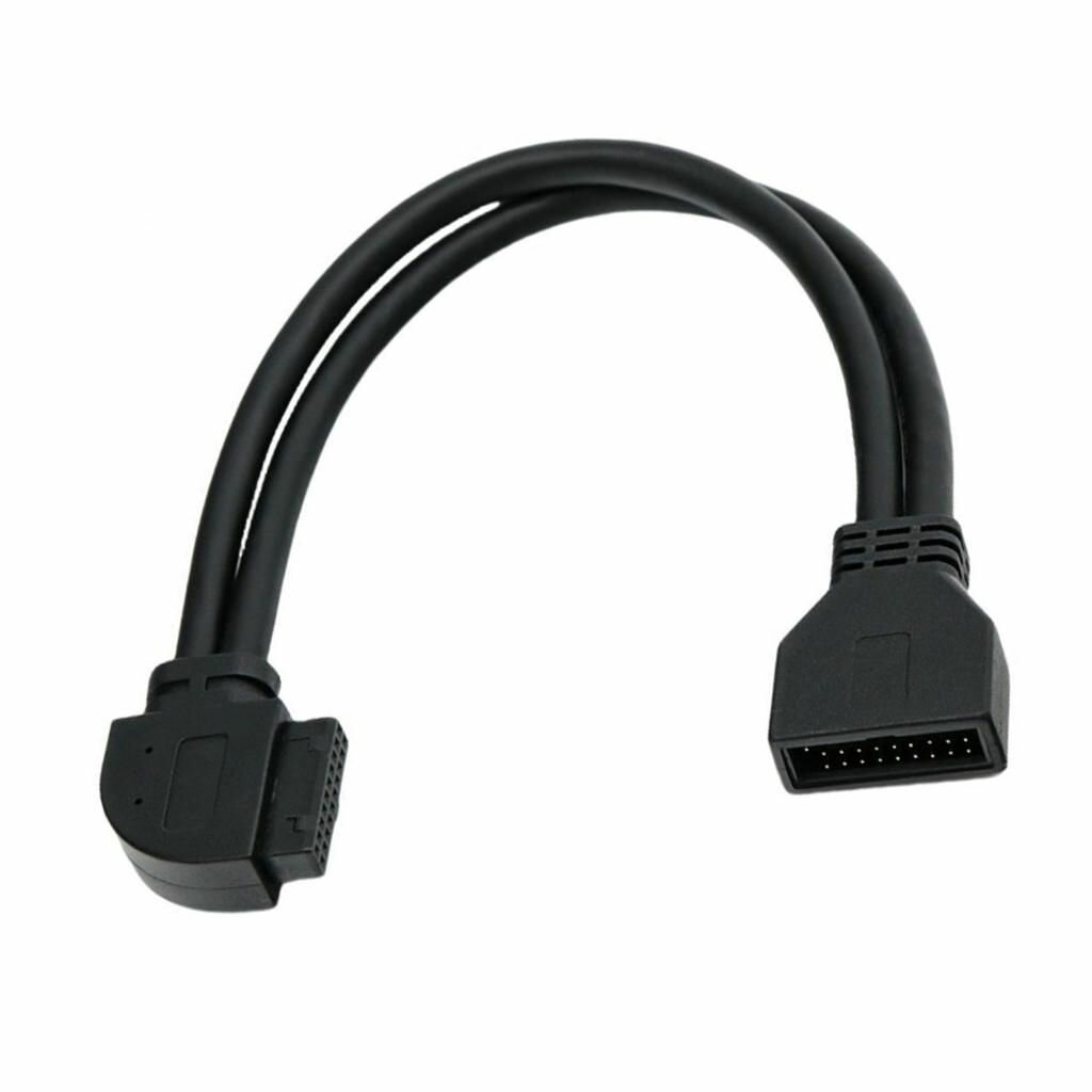 USB3.0 удлинитель для материнской платы 25см с углом 90 градусов для подключения передней панели ПК, - Левый изгиб