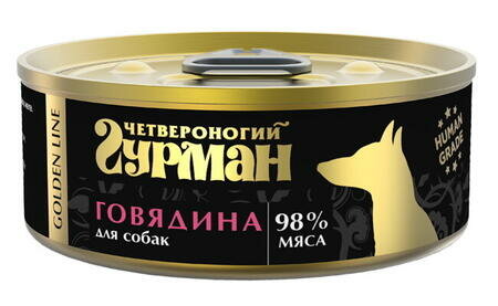 Четвероногий гурман Golden line 6 шт по 100 г влажный корм для собак говядина натуральная в желе