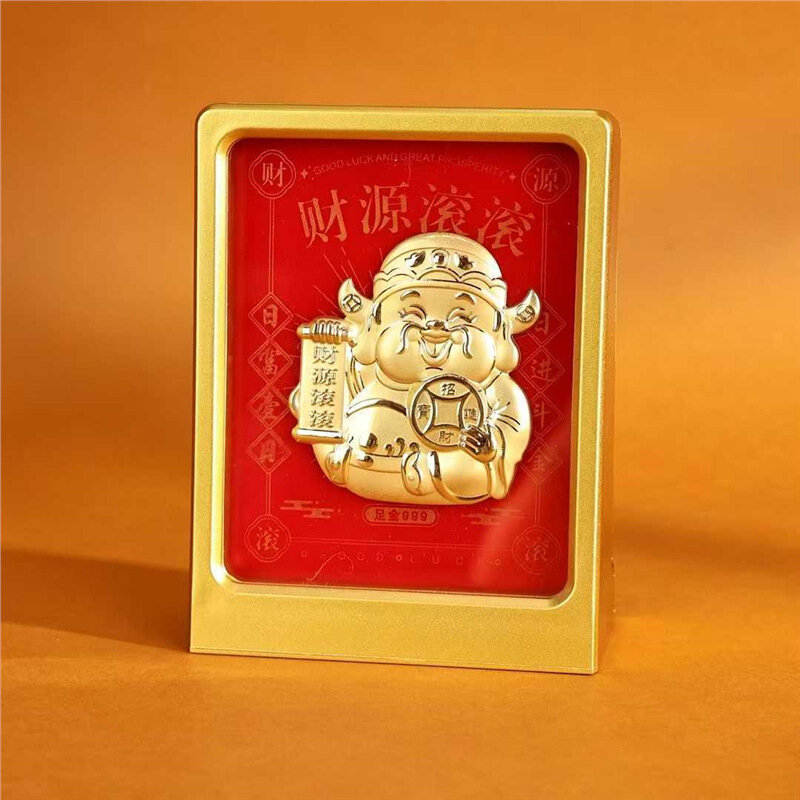 Золотое украшение - Настоящее золото - "Деньги приходят со всех сторон" - Настольное украшение в виде фоторамки - Праздничный подарок для старших и друзей