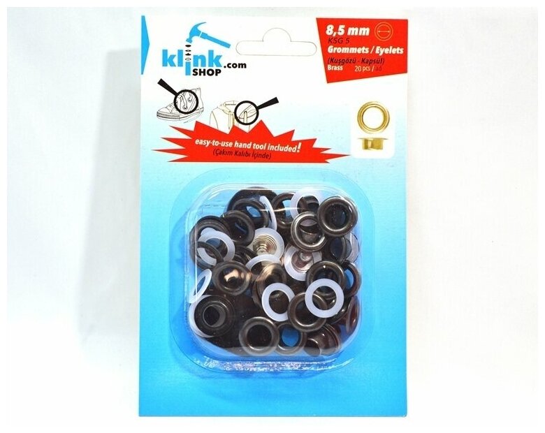 Набор люверсы и инструмент №5 8,5мм цв. Оксид (уп.20 компл.) Proknopka