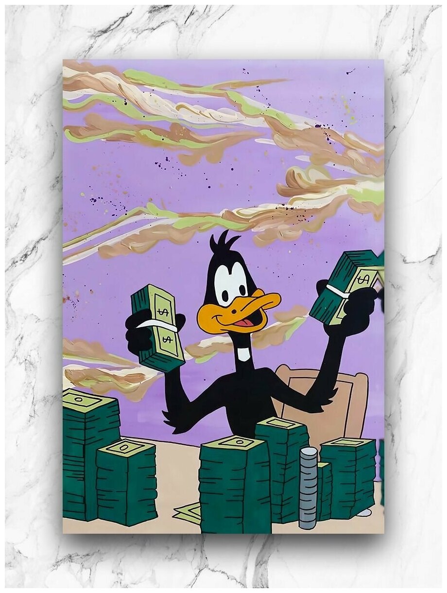 Картина для интерьера на холсте 40х60 см/ Мульт / Доллары