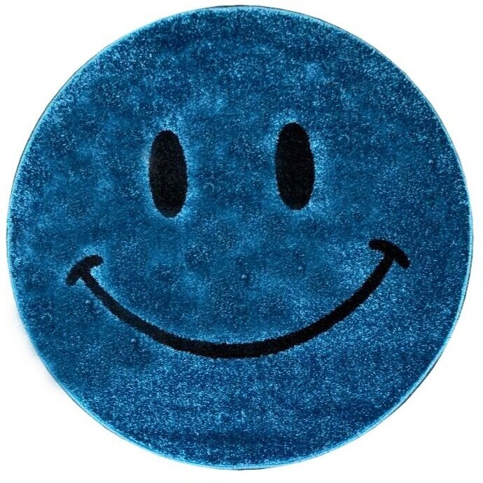 Ковер яркий круглый 100*100см синий, прикроватный для детской комнаты / мягкий ковер / ковер в подарок