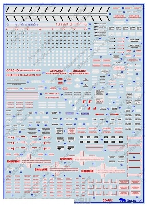 35-001 Декаль Миль Ми-8/17 технические надписи 1/35
