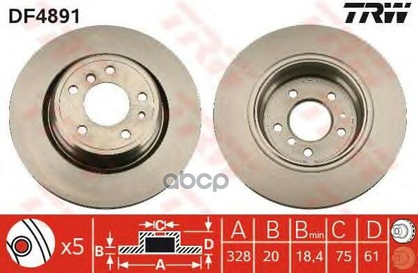 Диск тормозной задн ALPINA: ROADSTER (Z8) 02- BMW: 3 кабрио (E46) 00-, 3 купе (E46) 99-, 7 (E38) 94-01 , Z4 (E85) 03-, Z4 куп.
