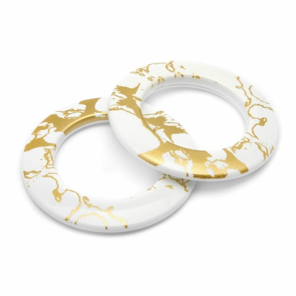 Люверсы для штор айрис круглый диаметр 35 мм с классическим замком, 16Ж мрамор белый/золото, 10 шт