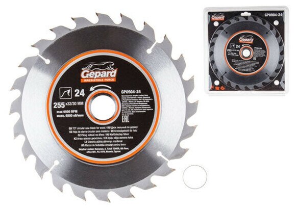 Диск пильный по дереву 255х32/30 мм 24 зуба GEPARD (GP0904-24)