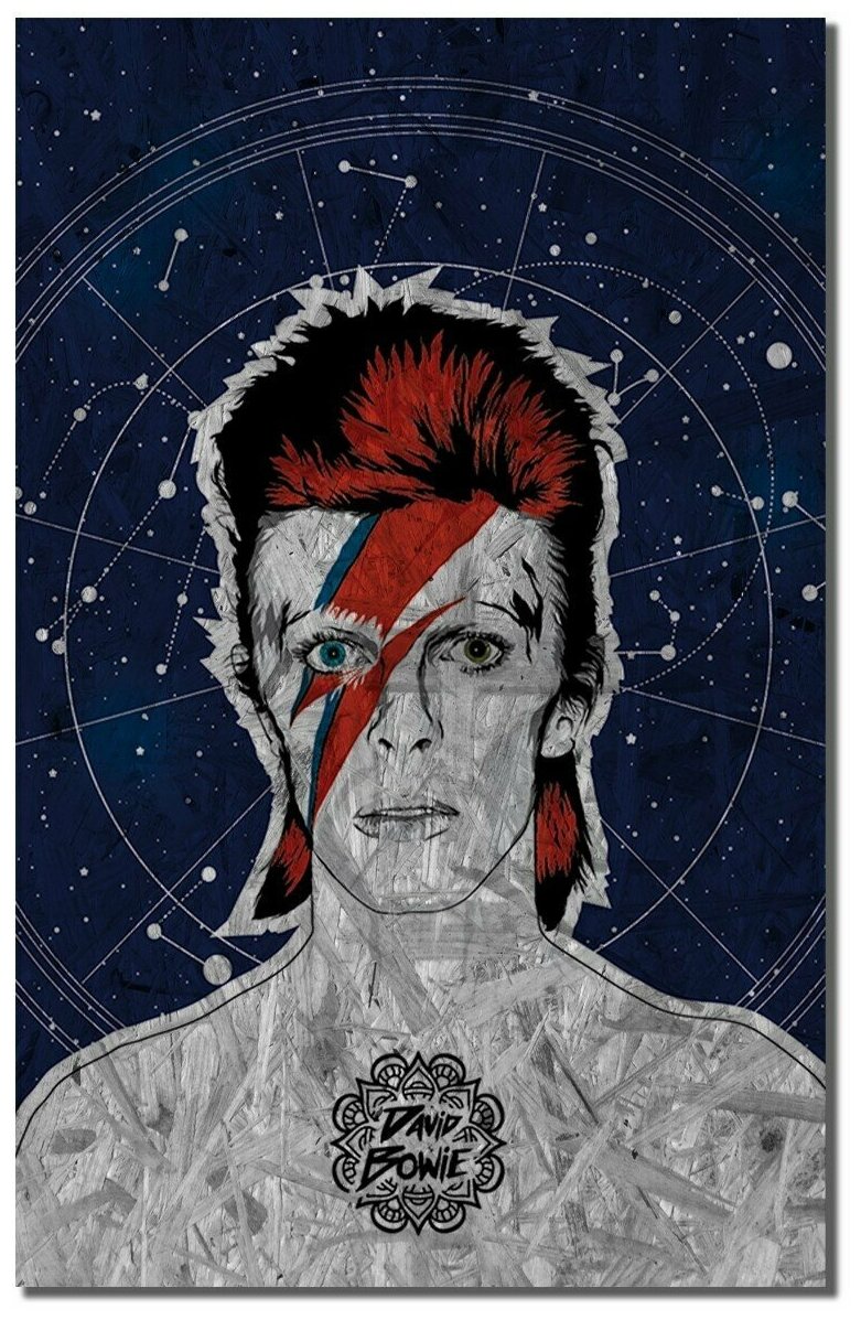 Картина интерьерная на рельефной доске, рисунок Музыка Dawid Bowie Дэвид Боуи - 6376 В