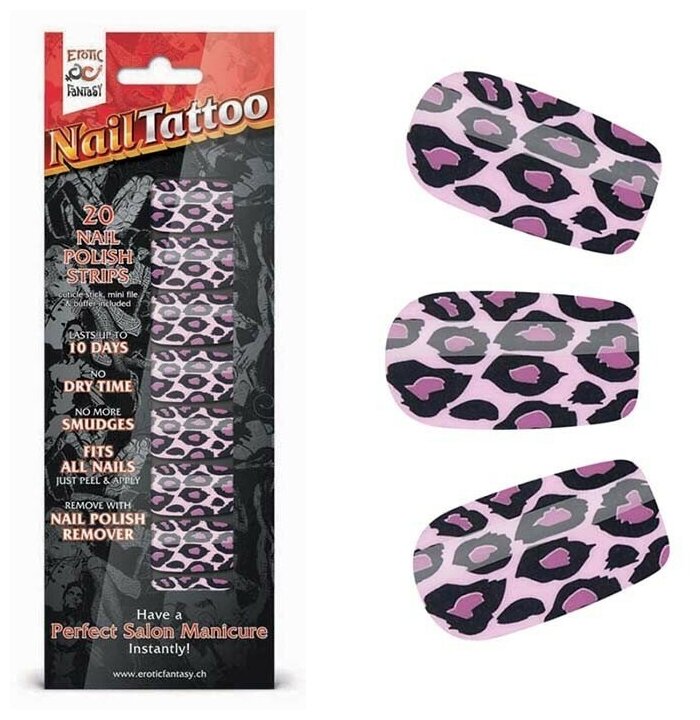 Накладные ногти, набор лаковых полосок для ногтей Erotic Fantasy Nail Foil Фиолетовый Леопард