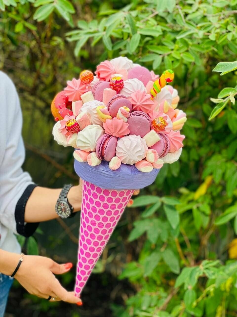 Сладкий букет из зефира / Рожок мороженое из маршмеллоу