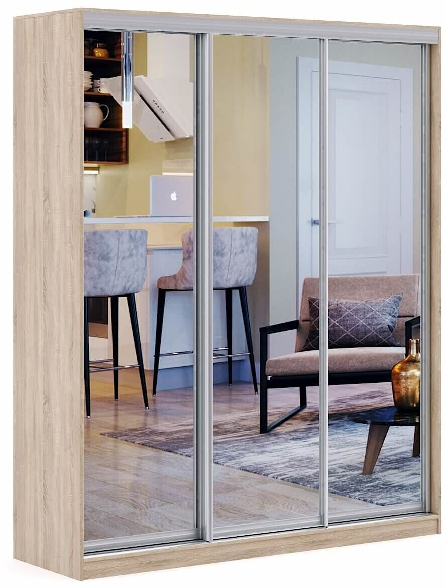 Шкаф-купе Версаль 3-202g дуб сонома современный современный для прихожей и спальни