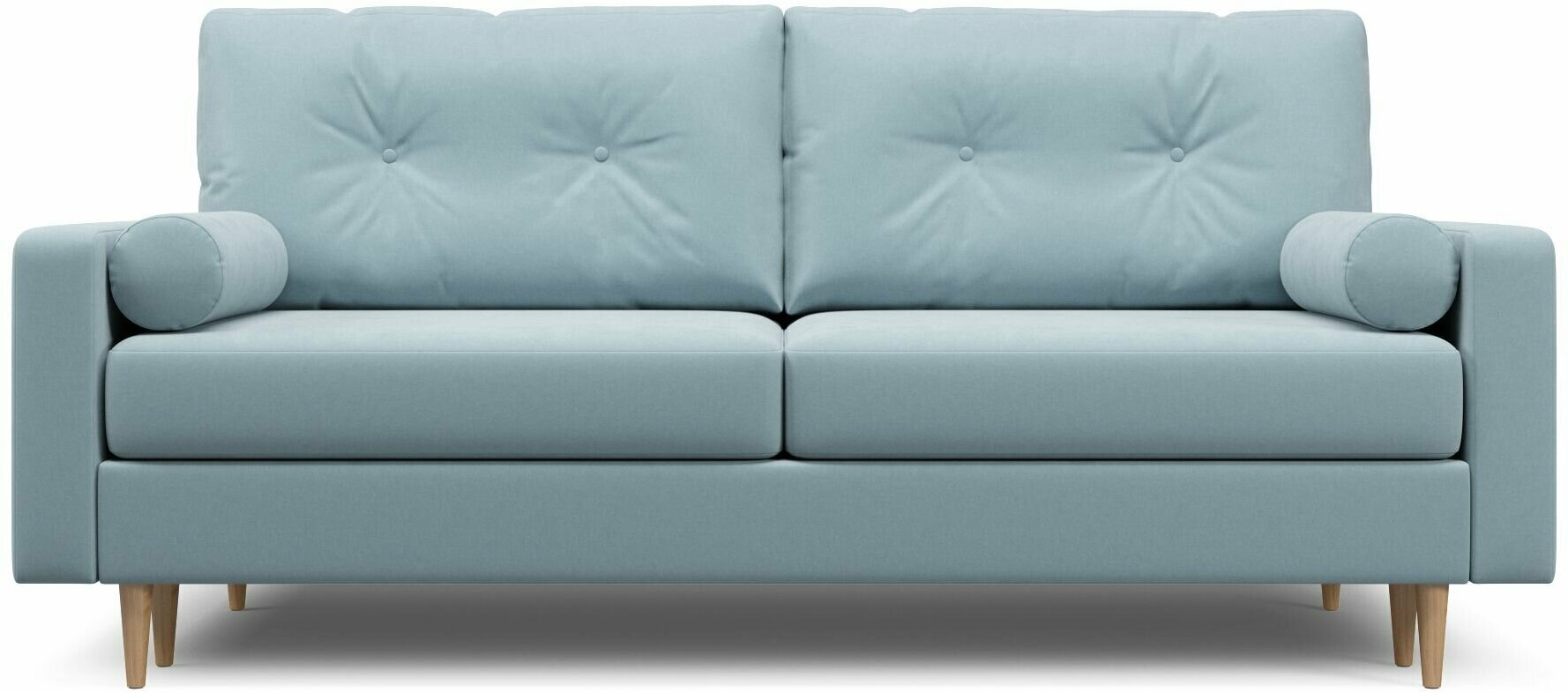 Диван-кровать Гудхайм, диван прямой, раскладной Тик-Так 216х99 на высоких ножках Велюр голубой Teddy 28