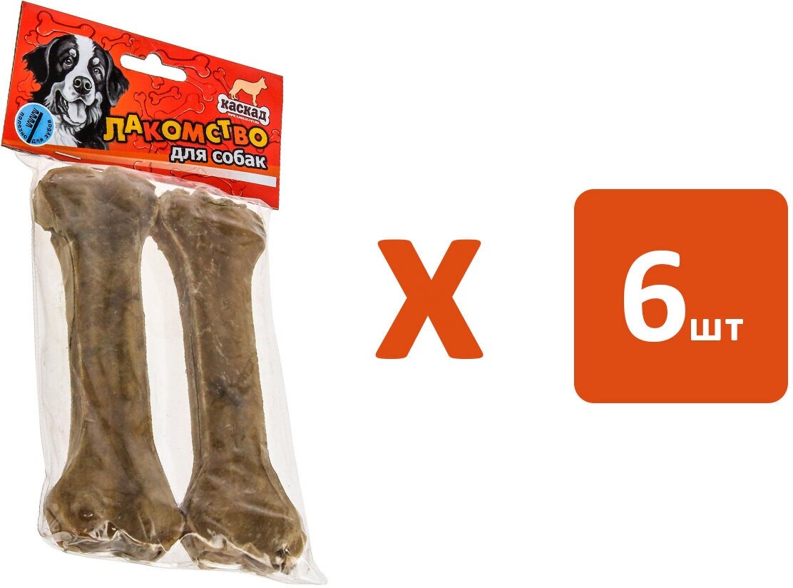 Лакомство каскад для собак кости из жил 18 см пакет уп. 2 шт (190 гр х 6 шт)