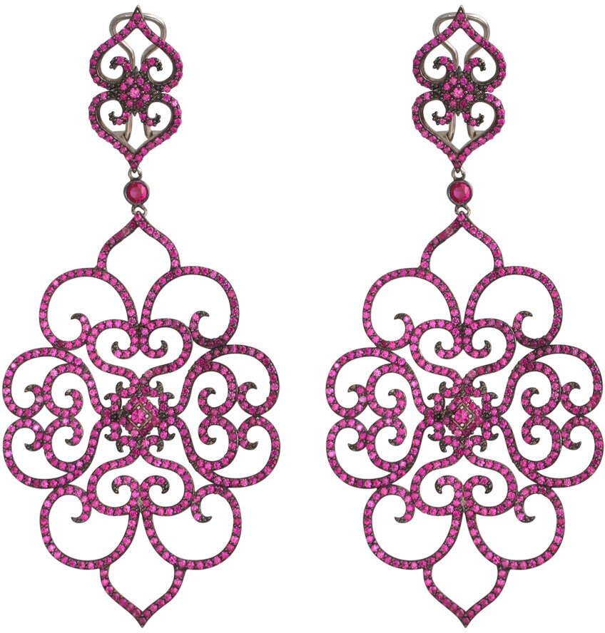 Серьги, сталь, рубин