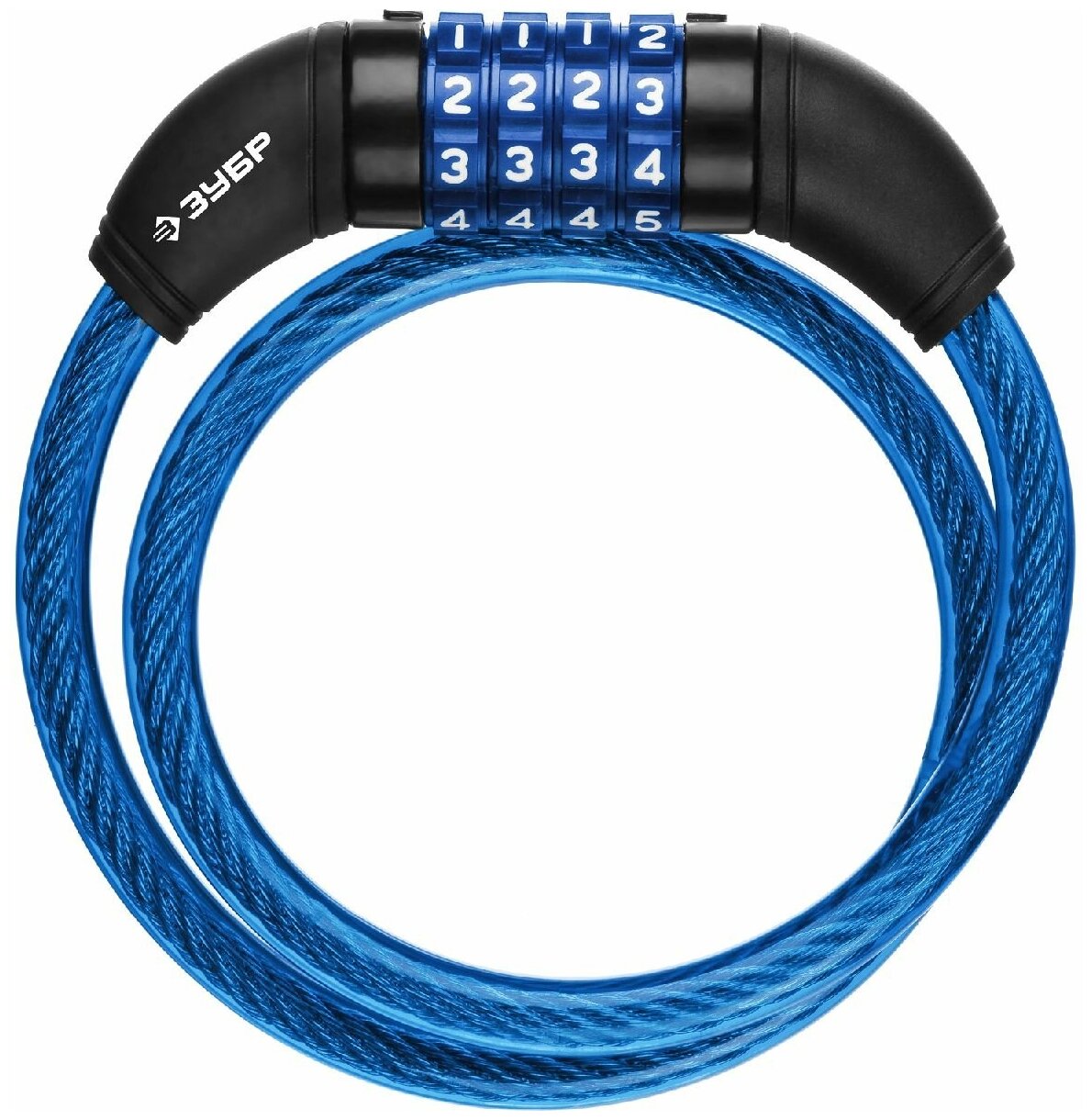 Тросовый замок ЗУБР Профессионал 650 мм диаметр 10 мм кодовый с изменяемым кодом цинковый сплав стальной трос пластиковая обмотка