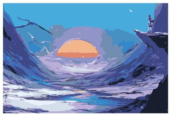 Закатное солнце Раскраска картина по номерам на холсте