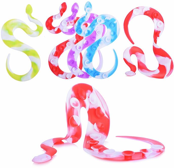 Игрушка антистресс на присосках SquidoPop Сквидопоп Змейка 20 см цвет сюрприз