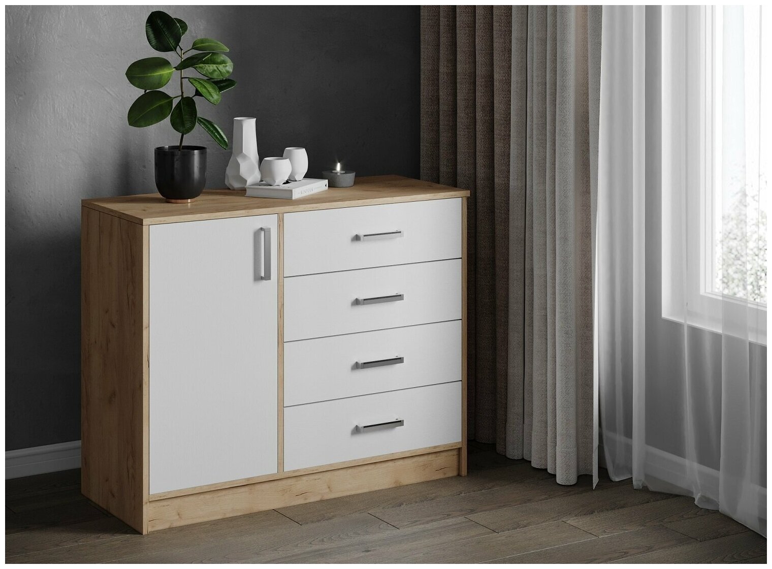 Комод ARNIKA "Катрин-6", ЛДСП, роликовые направляющие, 89,8x83x43 см