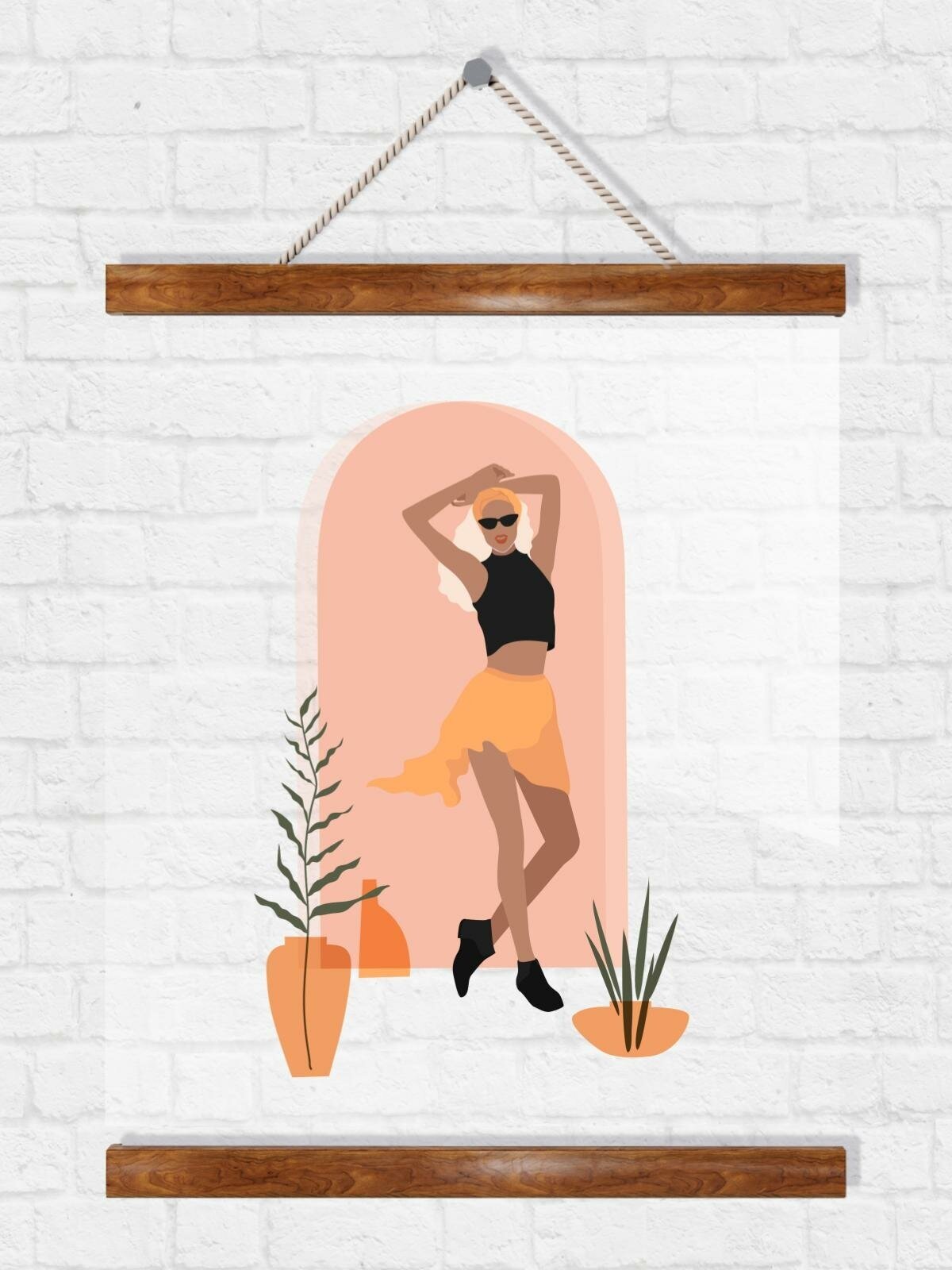 Постер / Плакат / Картина Прозрачный постер - Портрет загорелой девушки 50x70