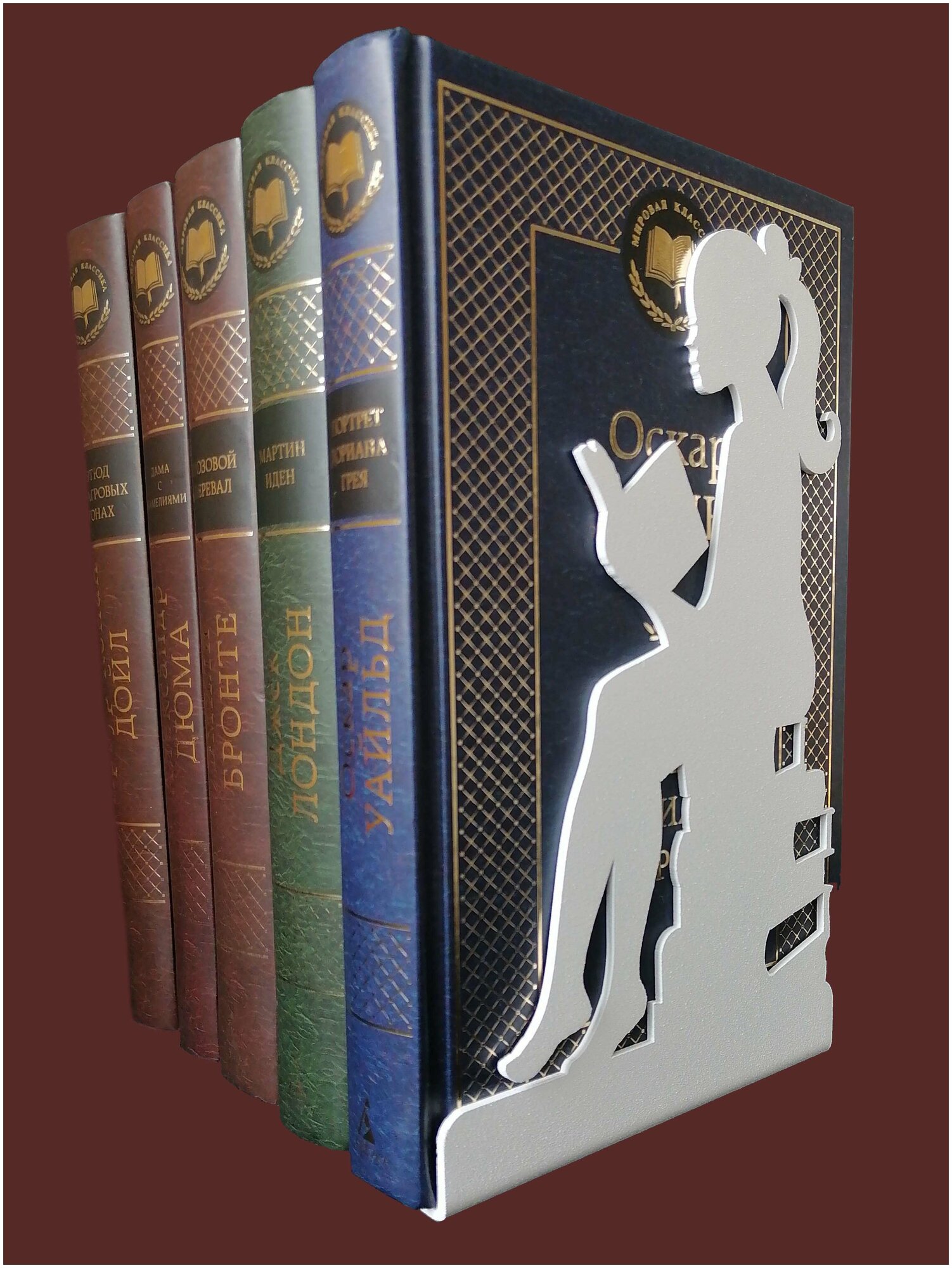 Подставка-ограничитель для книг “Девушка с книгой”, металл, цвет белый, исполнение правое