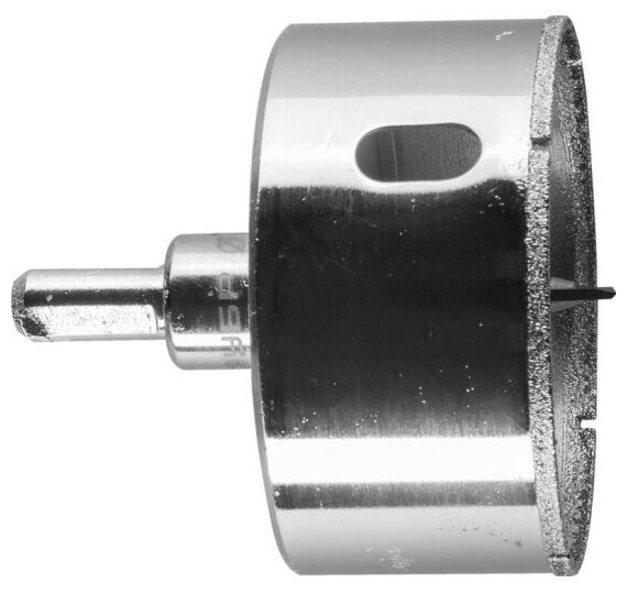 Коронка алмазная Зубр Профессионал, по кафелю и стеклу, d=65 мм, зерно Р 60, в сборе с центрирующим сверлом и имбусовым ключом, 29850-65