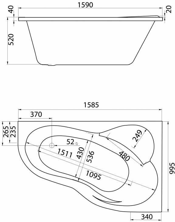 Акриловая ванна Santek Ибица XL 160x100 R 1WH112037