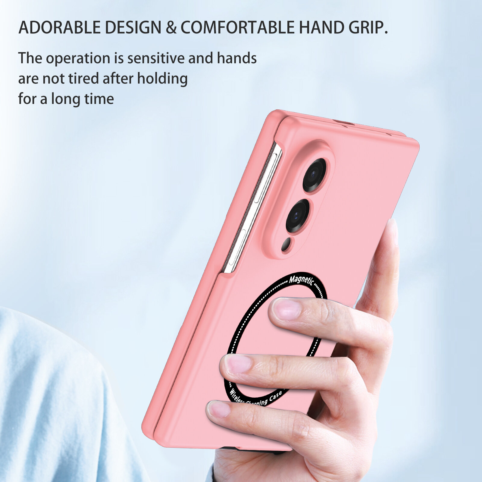 Чехол Для Samsung Galaxy Z Fold8 / Самсунг Галакси Z Fold8, soft touch, чехол-кардиомонитор, поликарбонат (PC), защита камеры, ударопрочный, усиленные углы, Samsung, Samsung Galaxy Z Fold8, pink,