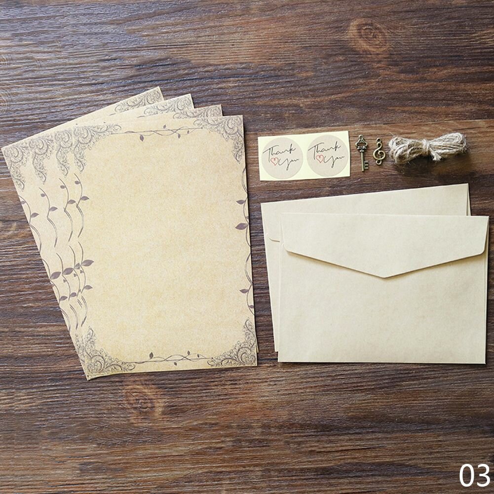 Старинный набор для письма: конверты и бумага для писем на День святого Валентина с аксессуарами из веревки