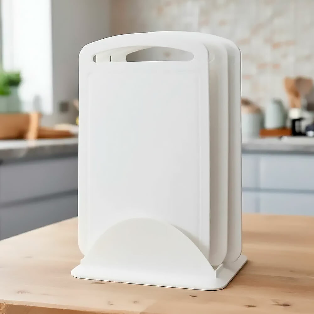 Набор разделочных досок на подставке, 3 шт, пластик, белый цвет