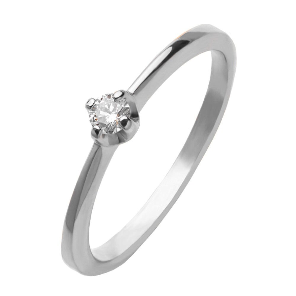 Кольцо помолвочное, белое золото, 585 проба, родирование, бриллиант